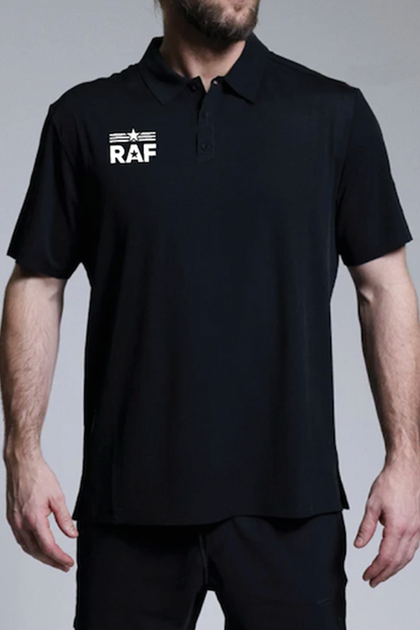 RAF Logo Tech Polo - Black – Takedown Sportswear