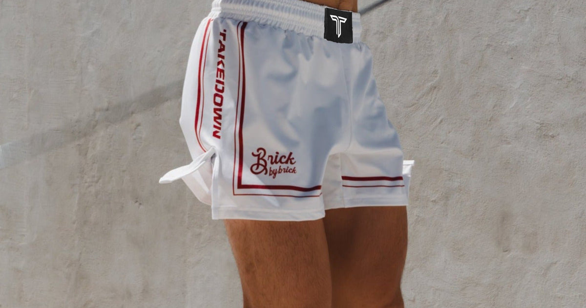 Brick By Brick Fight Shorts - Vintage White (5"&7" Inseam) – Takedown ...
