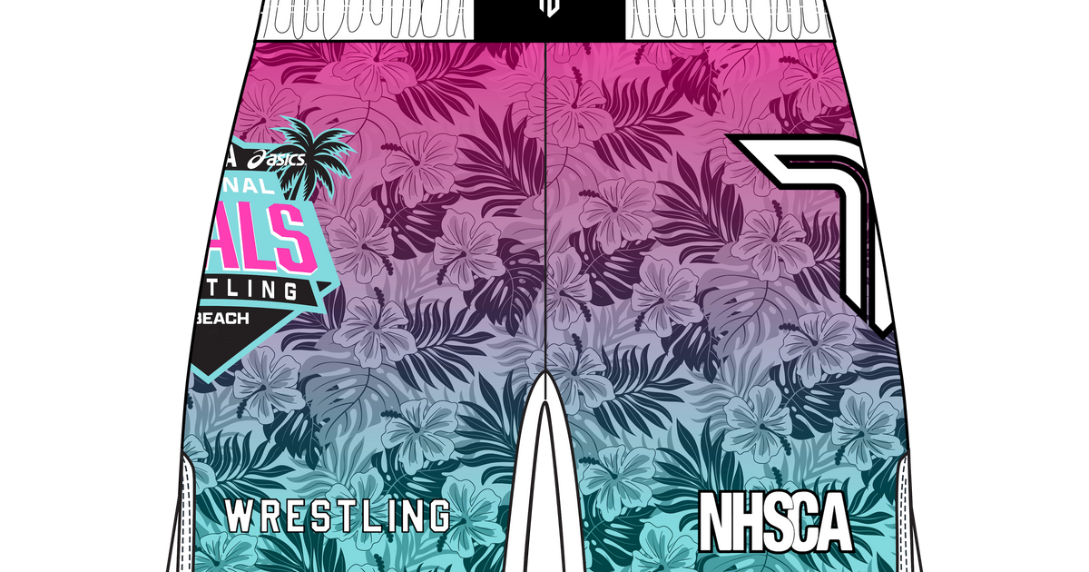 2025 NHSCA Duals Fight Short - Pink/Blue (5" Inseam) – Takedown Sportswear