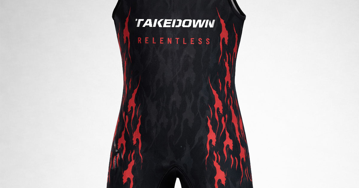 Relentless Flames Wrestling Singlet - Red – Takedown Sportswear