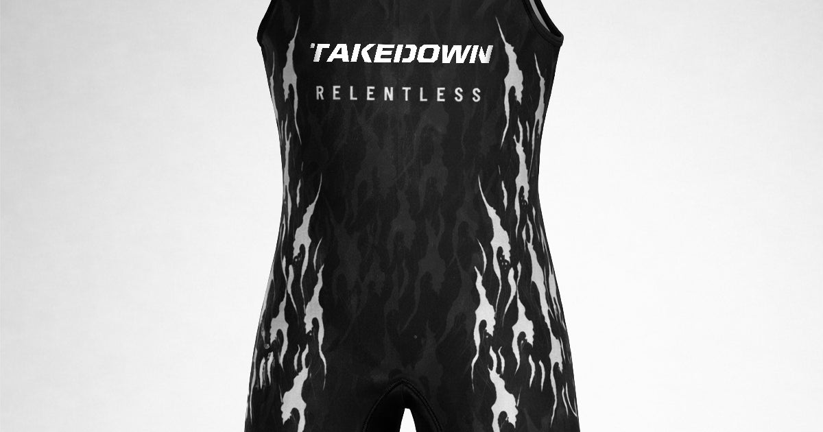 Relentless Flames Wrestling Singlet - White – Takedown Sportswear