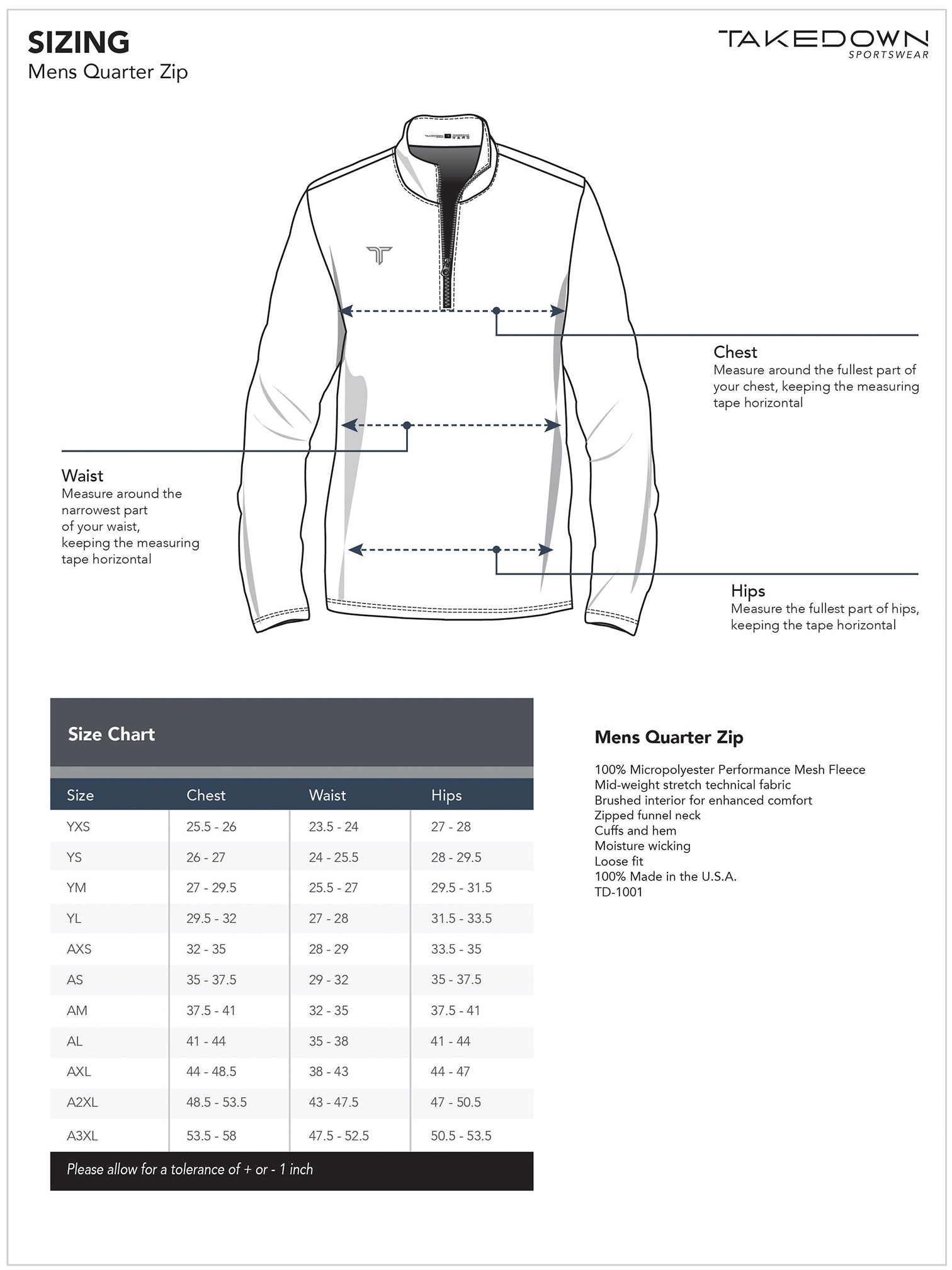 TD-QZ-008 360° Custom Quarter Zip – Takedown Sportswear